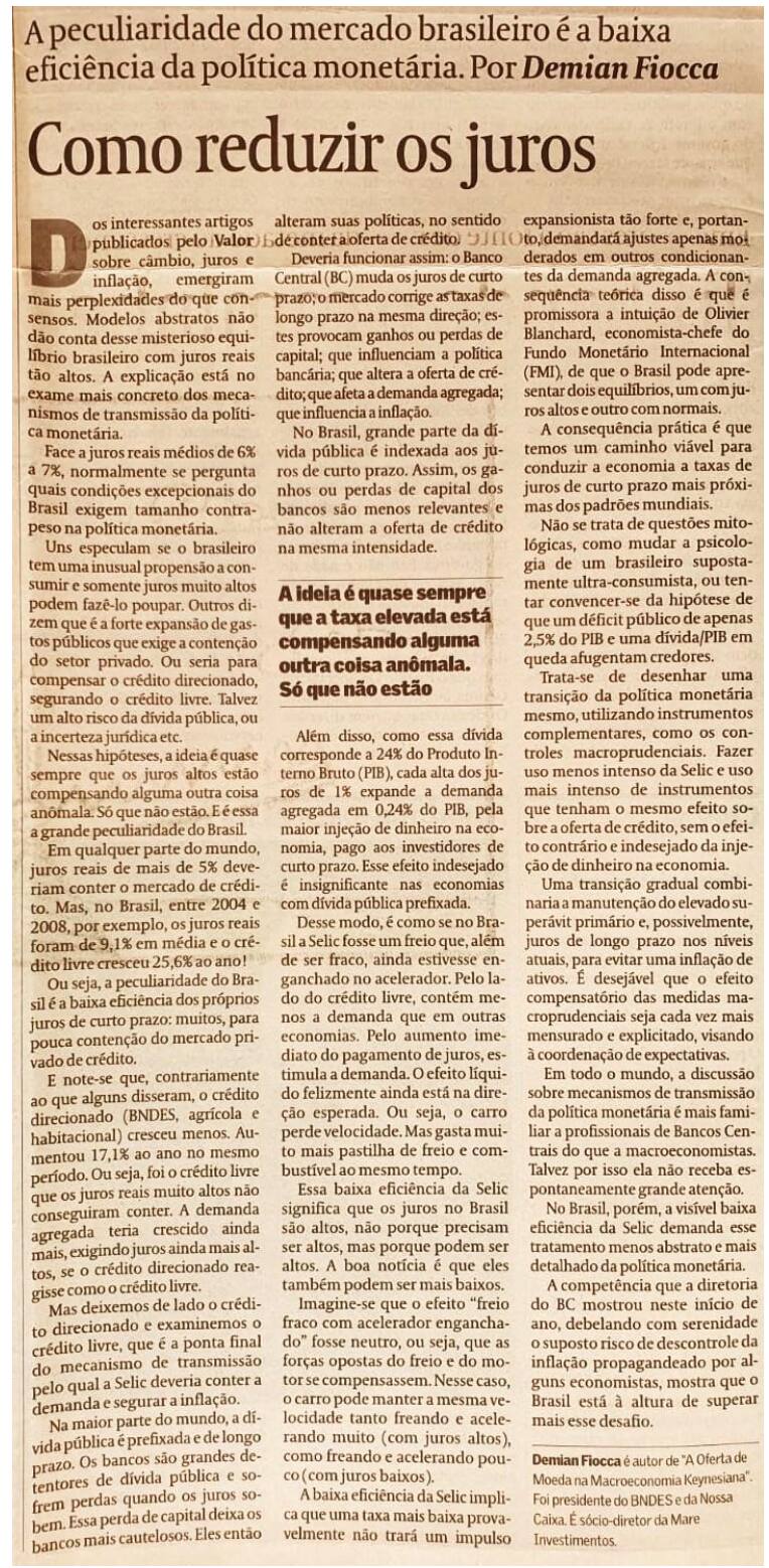"Como reduzir os juros" - Demian Fiocca