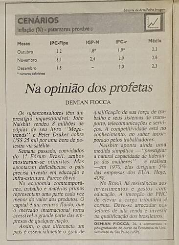 "Na opinião dos profetas" - Demian Fiocca