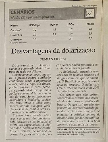 "Desvantagens da dolarização" - Demian Fiocca