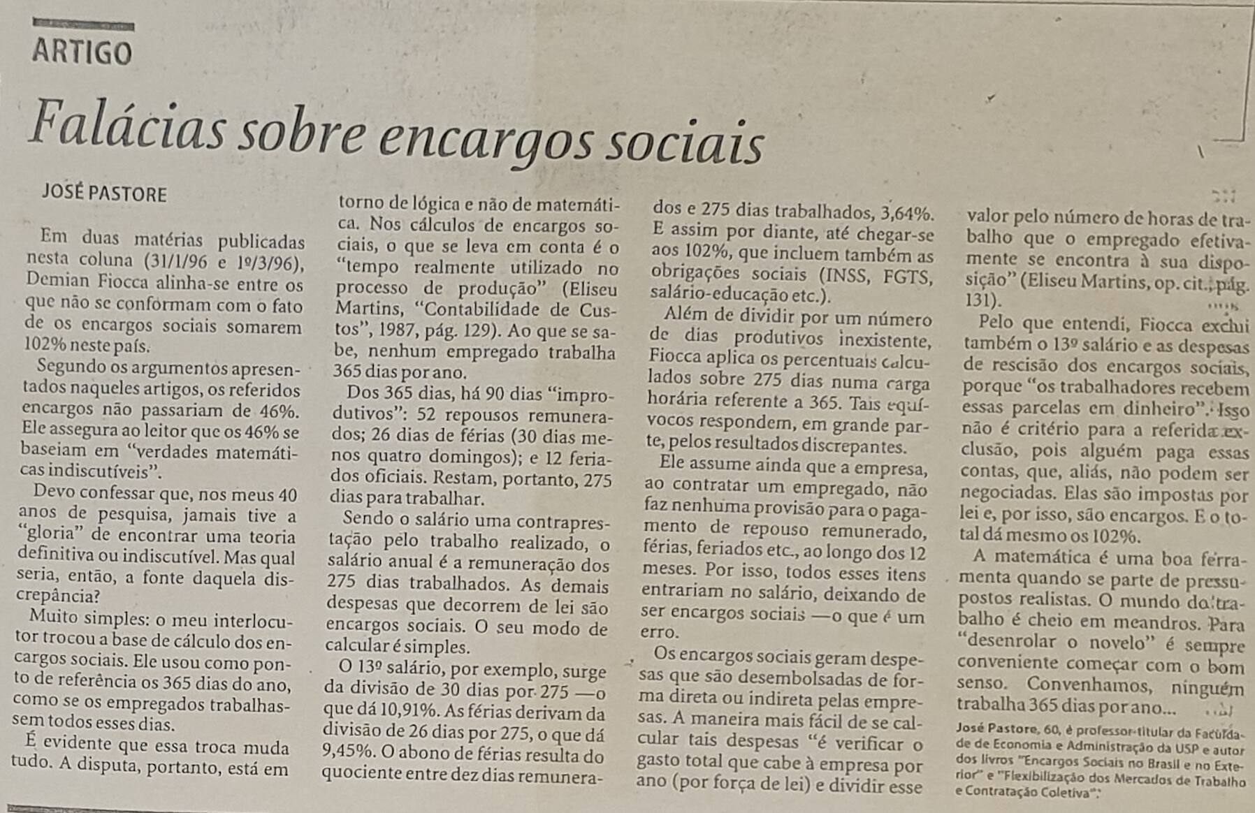 "Falácias sobre encargos sociais" - Demian Fiocca