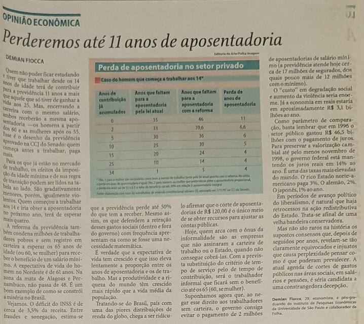 "Perderemos até 11 anos de aposentadoria" - Demian Fiocca