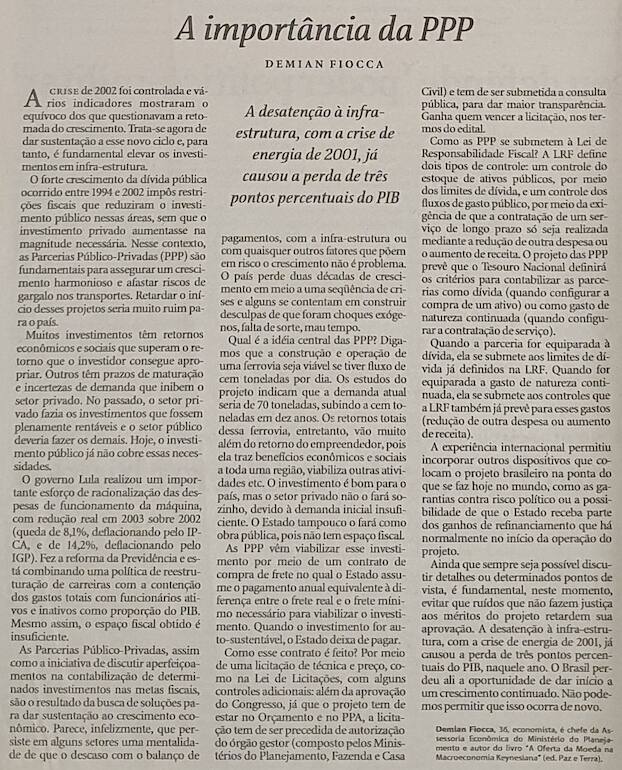 "A importância da PPP" - Demian Fiocca