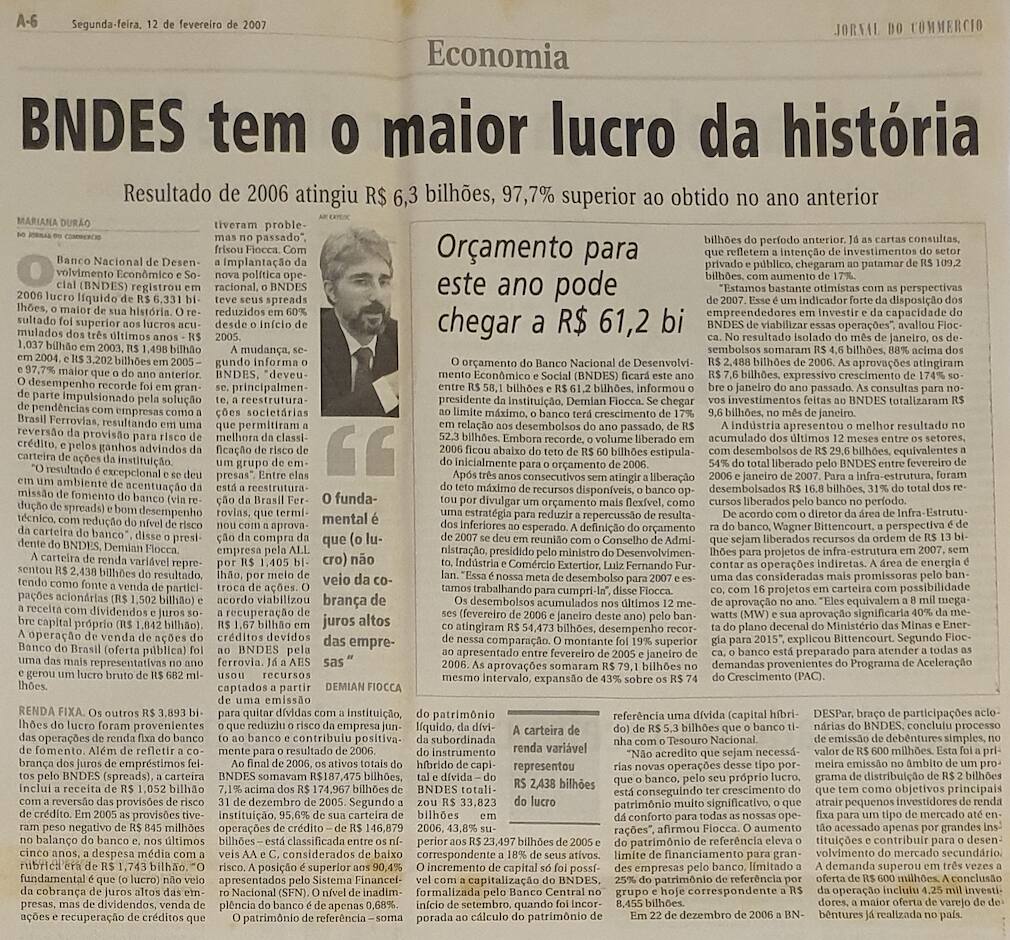 "BNDES tem o maior lucro da história" - Demian Fiocca